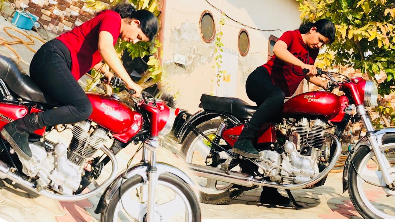 Royal enfield Electra kickstart by girl 👧 | Exhausted sound of Bullet ...