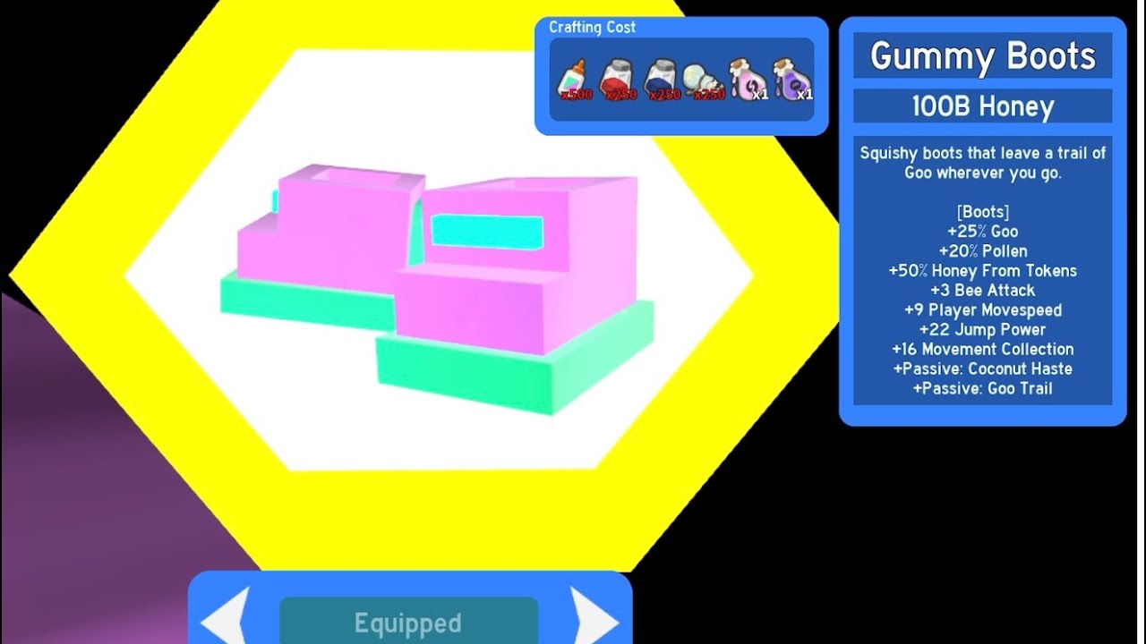 Gummy boots in Bee Swarm Simulator - YouTube
