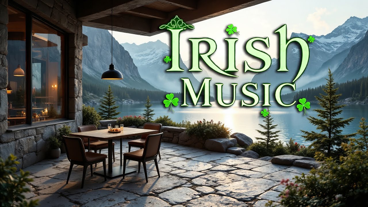 Relaxing Irish Music 4K • Cozy Lake Café by the Mountains • Peaceful ...