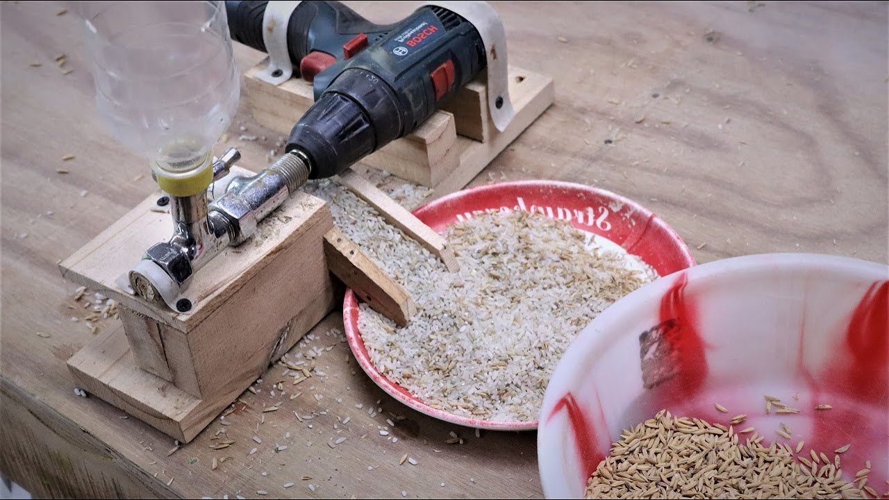 How to Make a Drill Powered Rice Huller/Husker at Home, |DIY| - YouTube