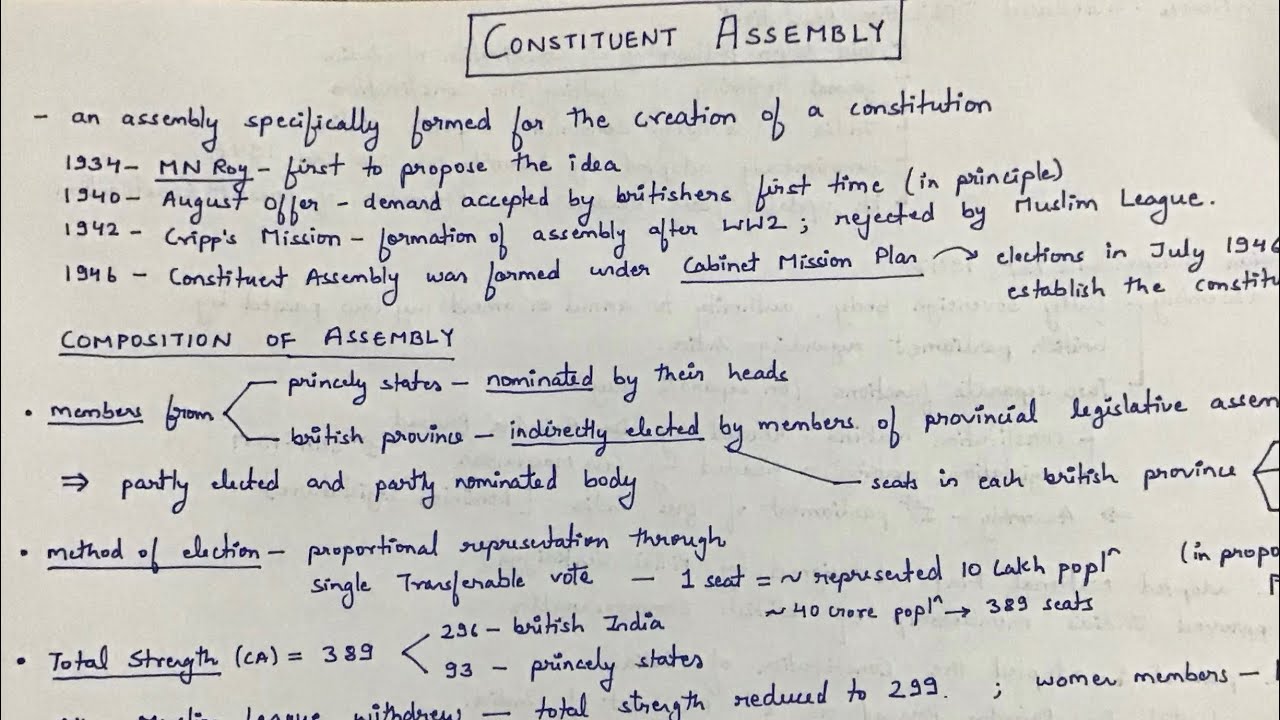 Constituent Assembly in detail with handwritten notes || UPSC || SSC ...