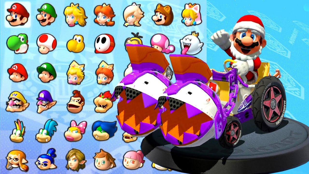 Mario Kart 8 - Santa Mario On Chain Chomp Chariot Pack in Flower Cup ...