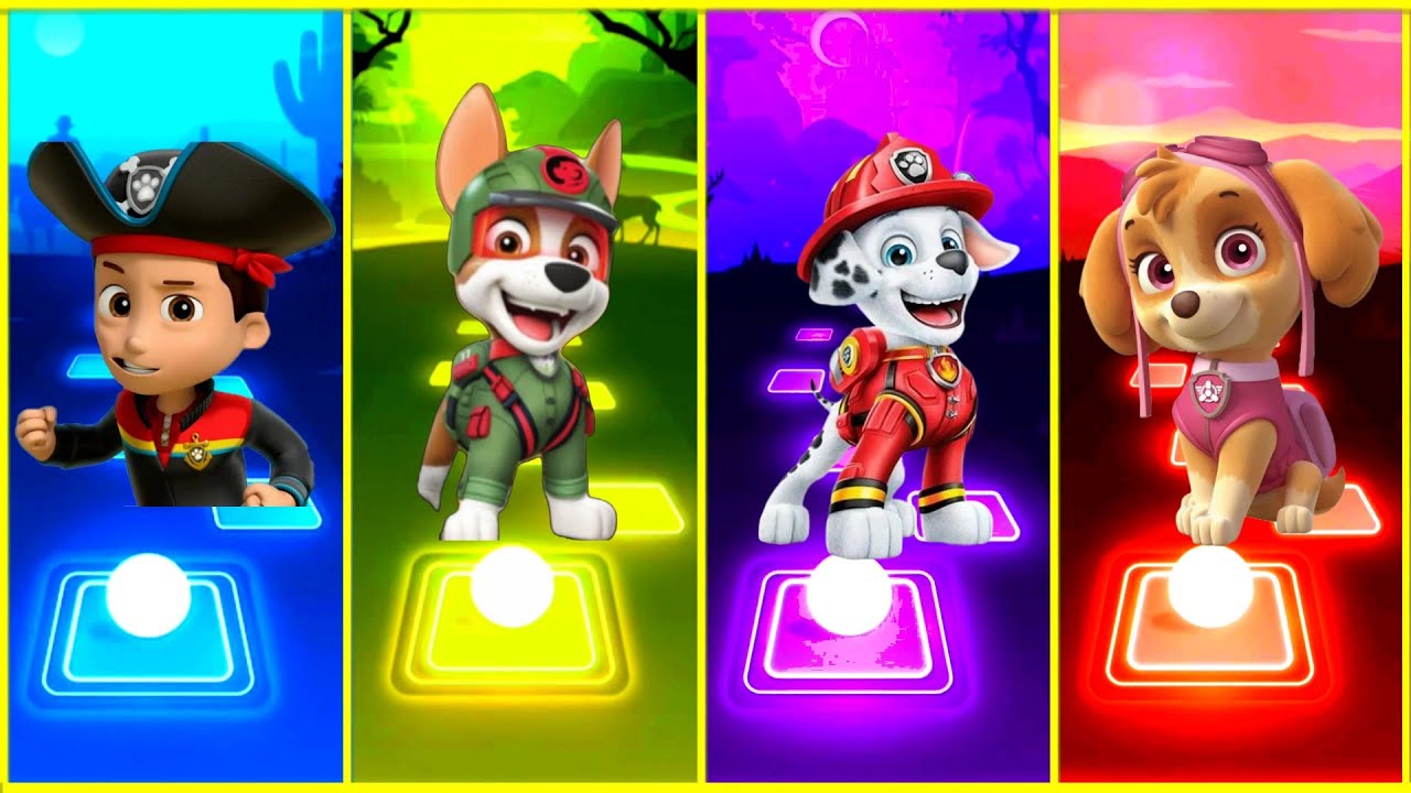 Paw Patrol Rescue Team | Marshall 🔴 Rocky 🔴 Rubble 🔴 Chase | Tiles Hop ...