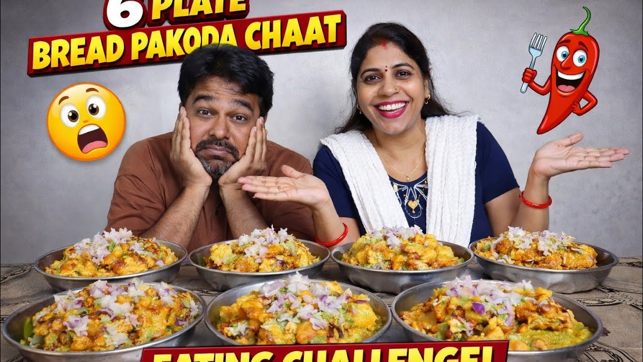 6 Plate Bread Pakoda Chaat Eating Challenge | Street Food Challenge ...