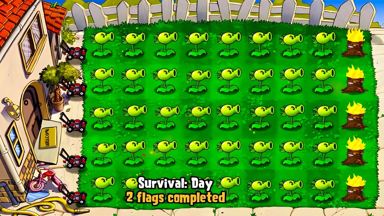 PVZ HACK *SURVIVAL DAY-REPEATER+TOUCHWOOD VS ALL ZOMBIES* | Pvz Mini ...