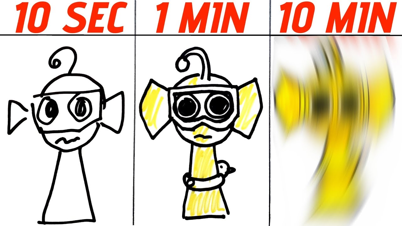 Drawing Sprunki OC (Bailey) in 10 sec, 1 Min and 10 Minutes - Drawing ...