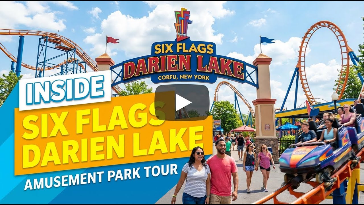 Inside Six Flags Darien Lake Amusement Park - Corfu, New York - YouTube