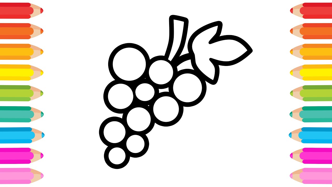 Grapes Painting, Drawing and Coloring for Kids - How to Draw Grapes ...