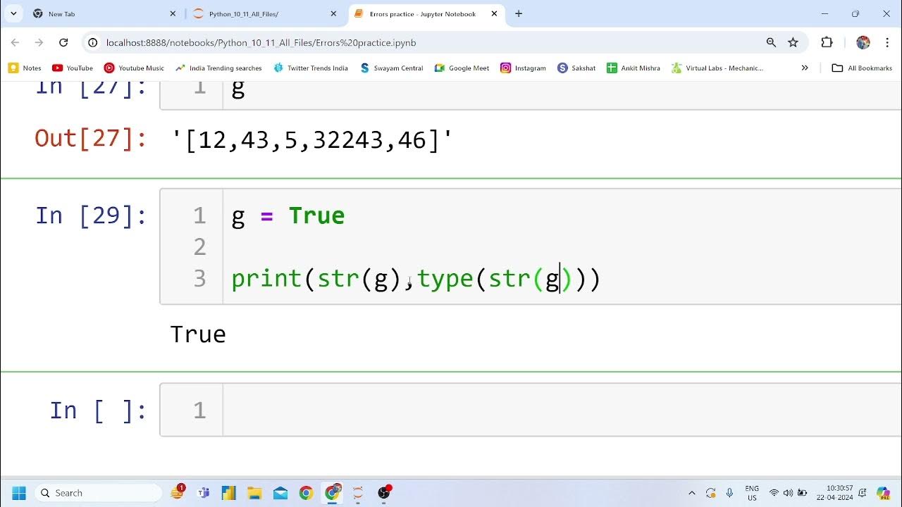 Python Tutorial Day 4 | Error Practice | Multiple Statements | String Data Types Introduction ...