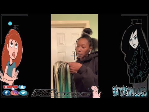 Box Braids - Black Green White KIM POSSIBLE inspired transformation HOW ...