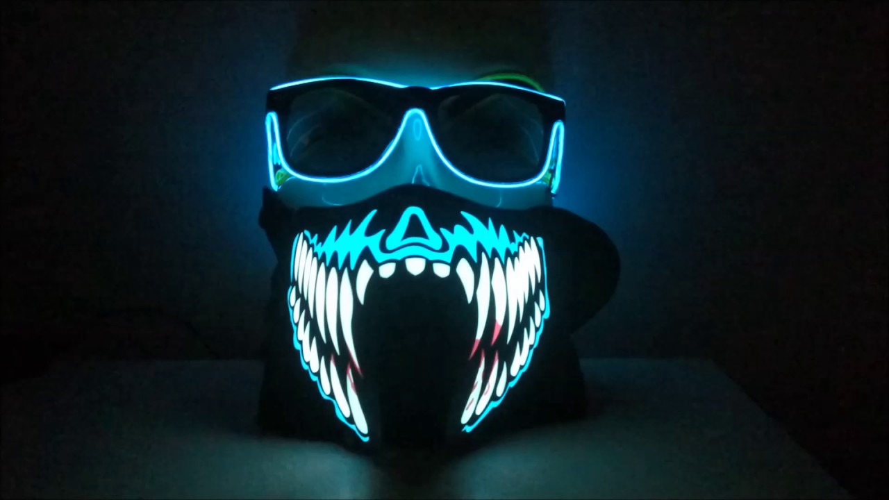 RAVE sound activated band mask with glow glasses - YouTube