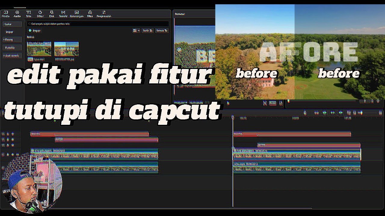 tutorial edit video before after pake fitur TUTUPI di aplikasi capcut ...