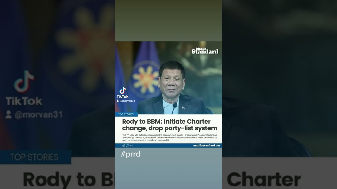 PRRD to BBM: initiate Charter Change, drop party-list system - YouTube