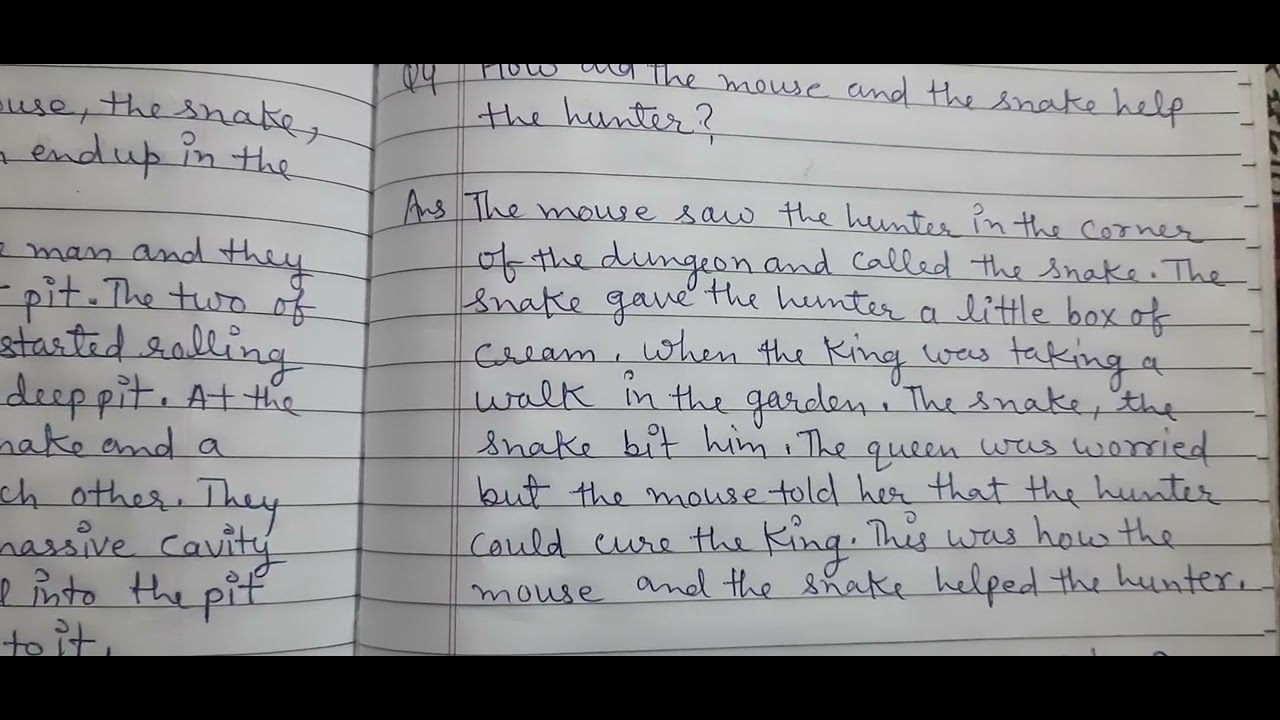 class 6 , English text , ch 16 , The hunter and the trap , copy work ...