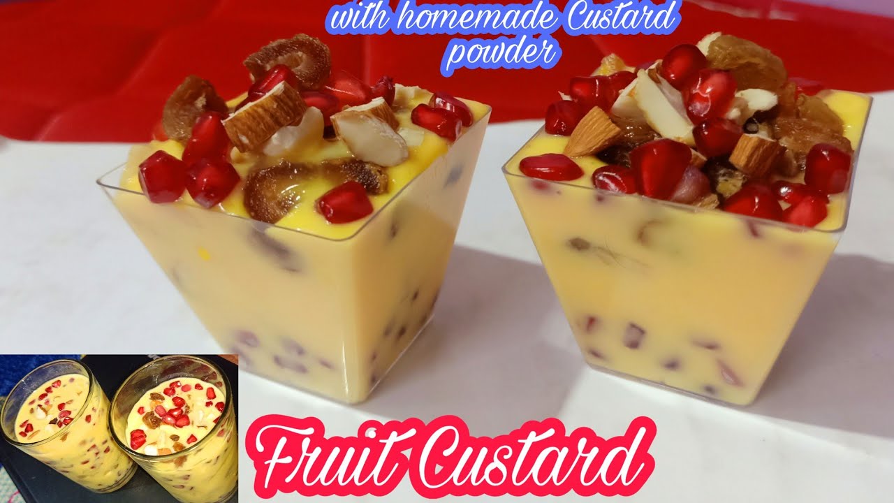 FRUIT CUSTARD| Fruits Custard with Home made Custard powder| Fruits ...