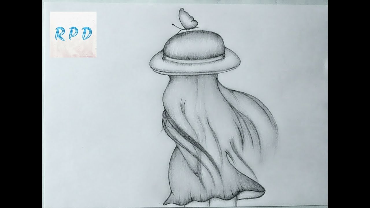 Drawing Hat girl backside simple pencildrawing RPD - YouTube