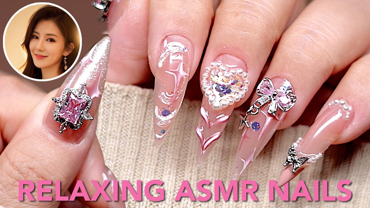 Relaxing ASMR Nails | 3D Cat Eye Nail Art & Easy Gel-X Nails Tutorial ...