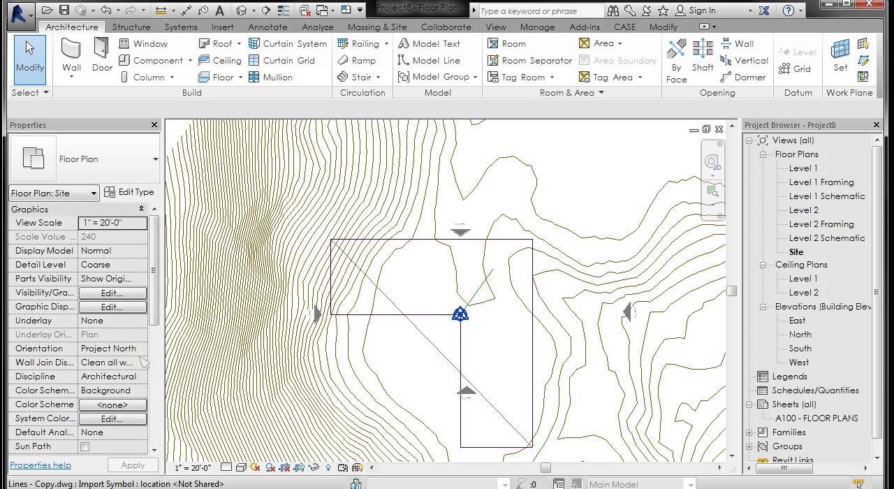 REVIT SITE 01 LINKING AND POSITIONING A DWG - YouTube