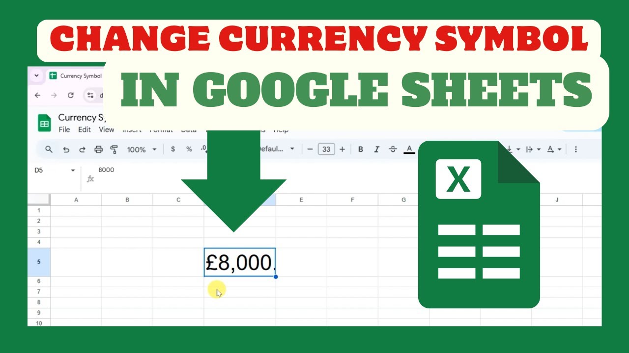 How to Change currency symbol in google sheets - YouTube