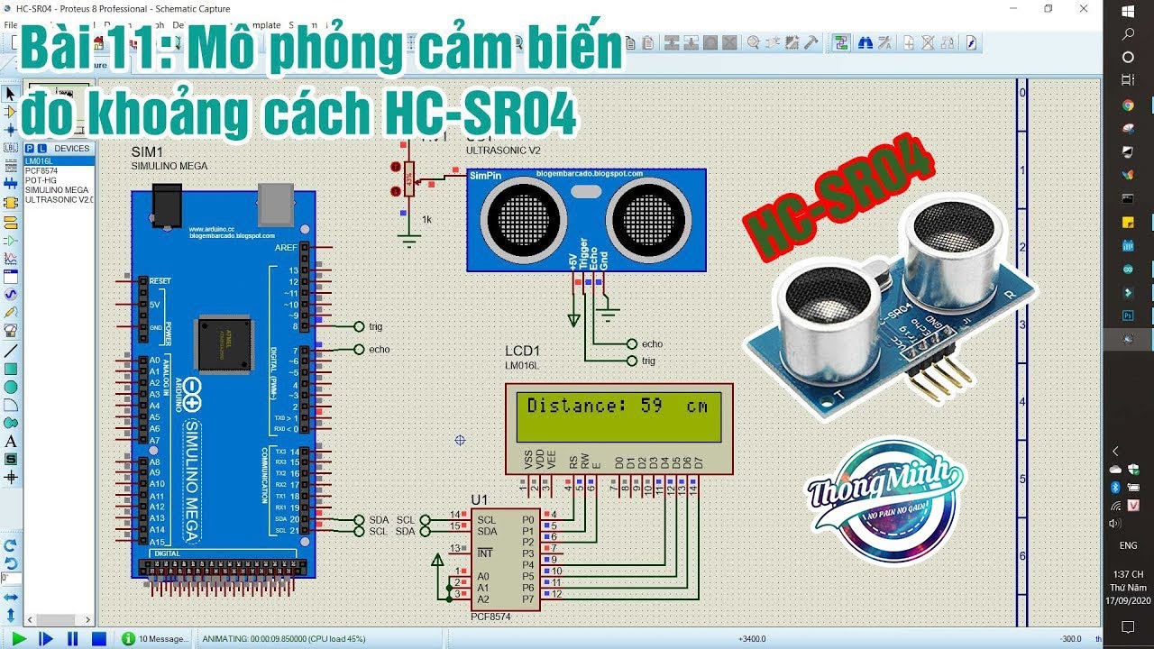 Lập Trình Và Mô Phỏng Cảm Biến Khoảng Cách Hc Sr04 Hiển Thị Lcd I2c Tự Học Proteus Vtm Youtube