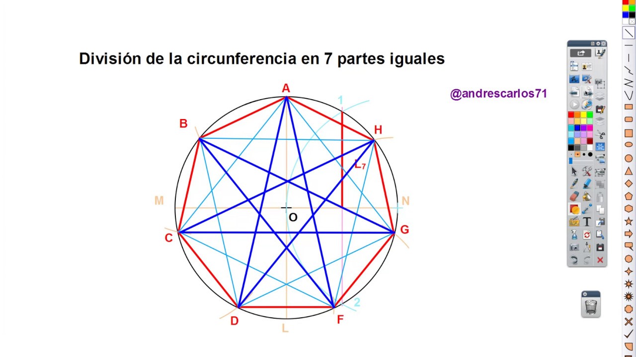 División de la circunferencia en 7 partes iguales - YouTube