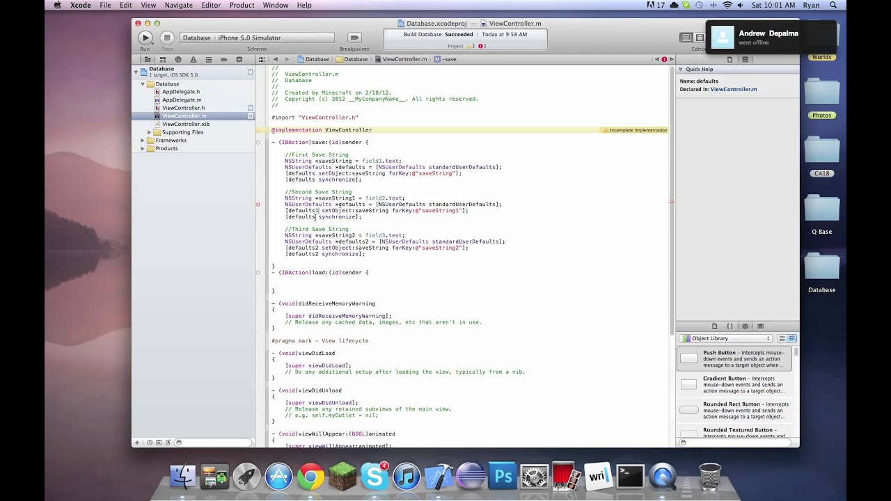 Xcode Databases - Saving TextField Data - YouTube