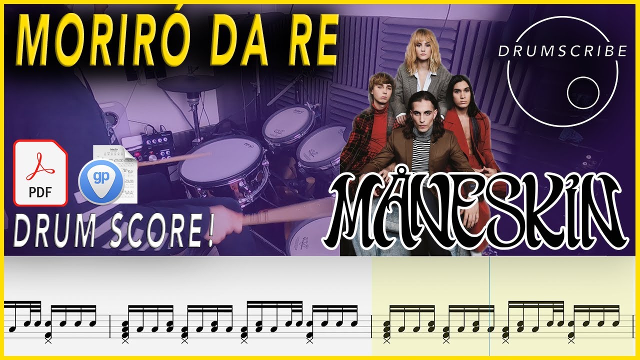 Morirò da Re - Måneskin | DRUM SCORE Sheet Music | #79 DRUMSCRIBE - YouTube