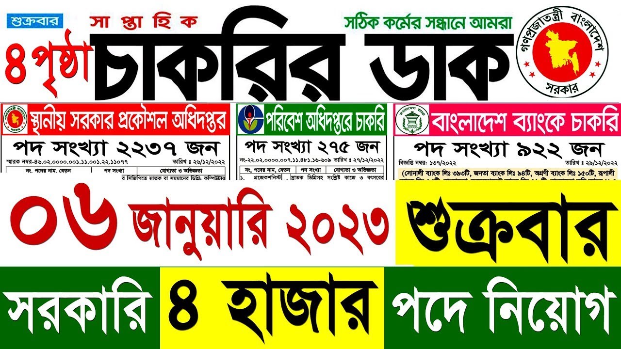 Weekly job circular 06 January 2022|সাপ্তাহিক চাকরির ডাক 06/01/2023 ...