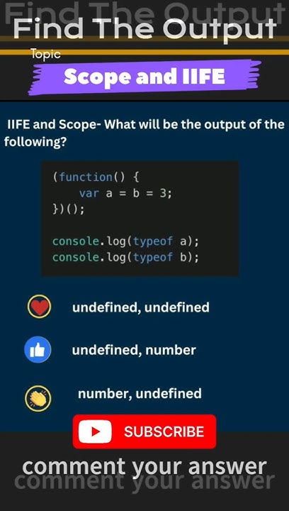 Javascript Scope and IIFE for var keyword | find the output | #reels #shorts #software # ...