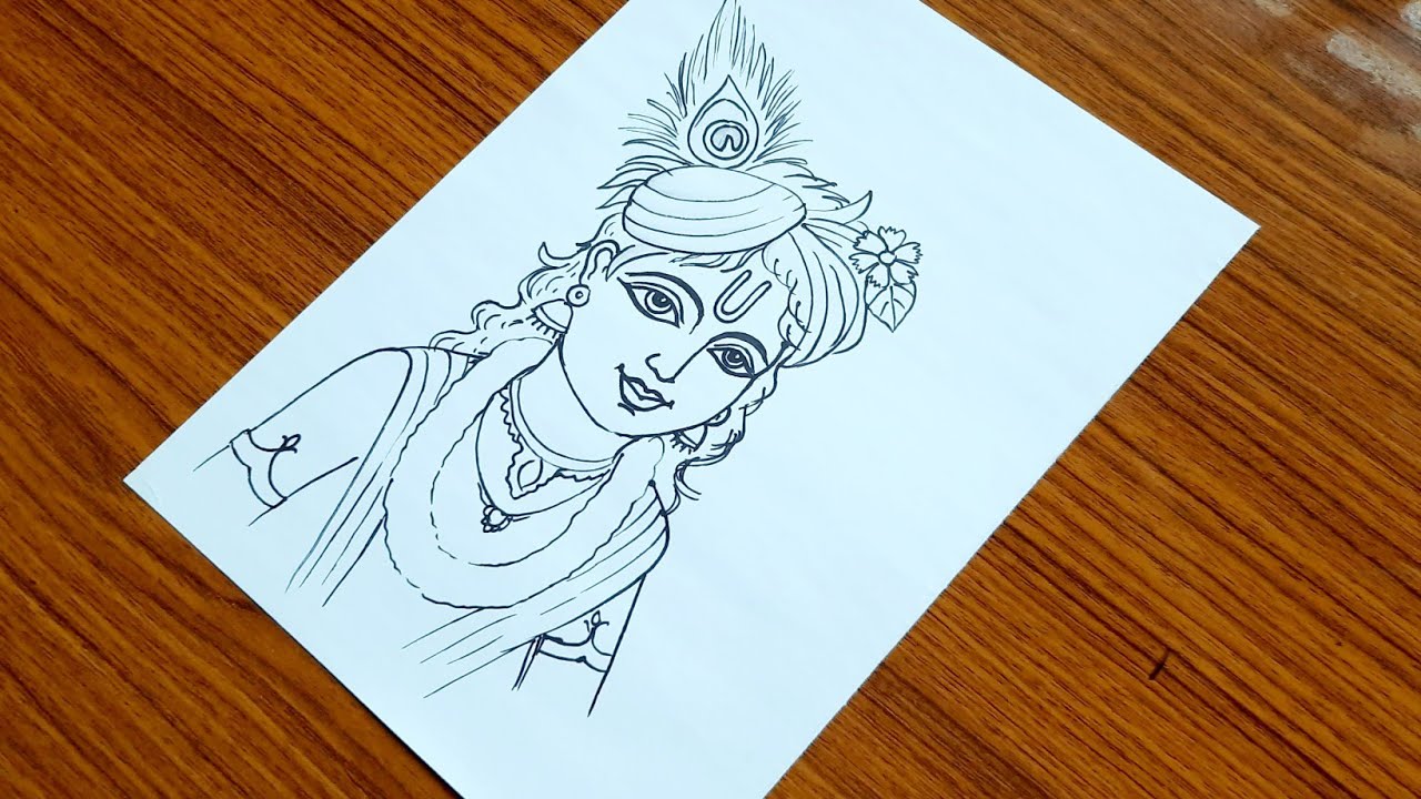 How to draw shree krishna | Shree krishna drawing easy - YouTube