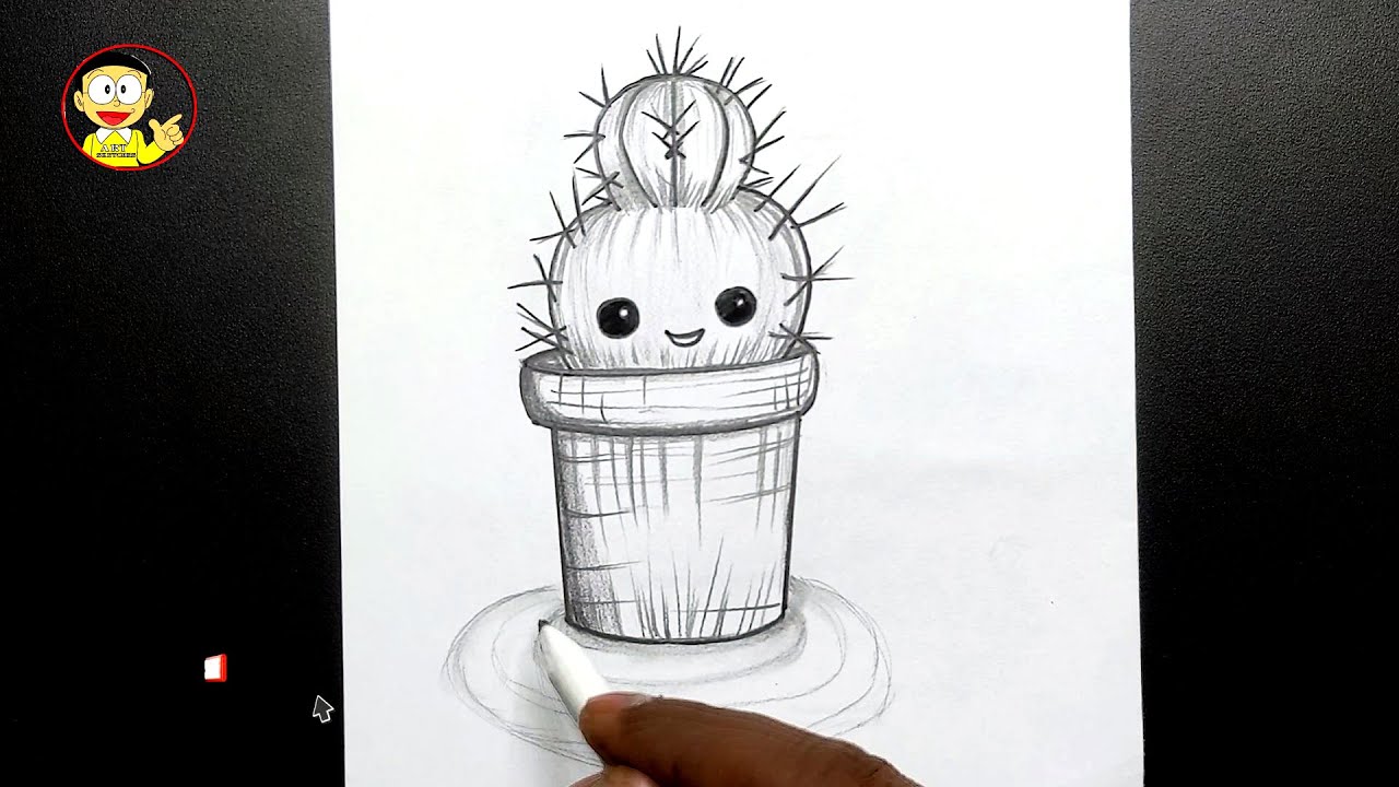 Cactus Drawing Cute Pencil