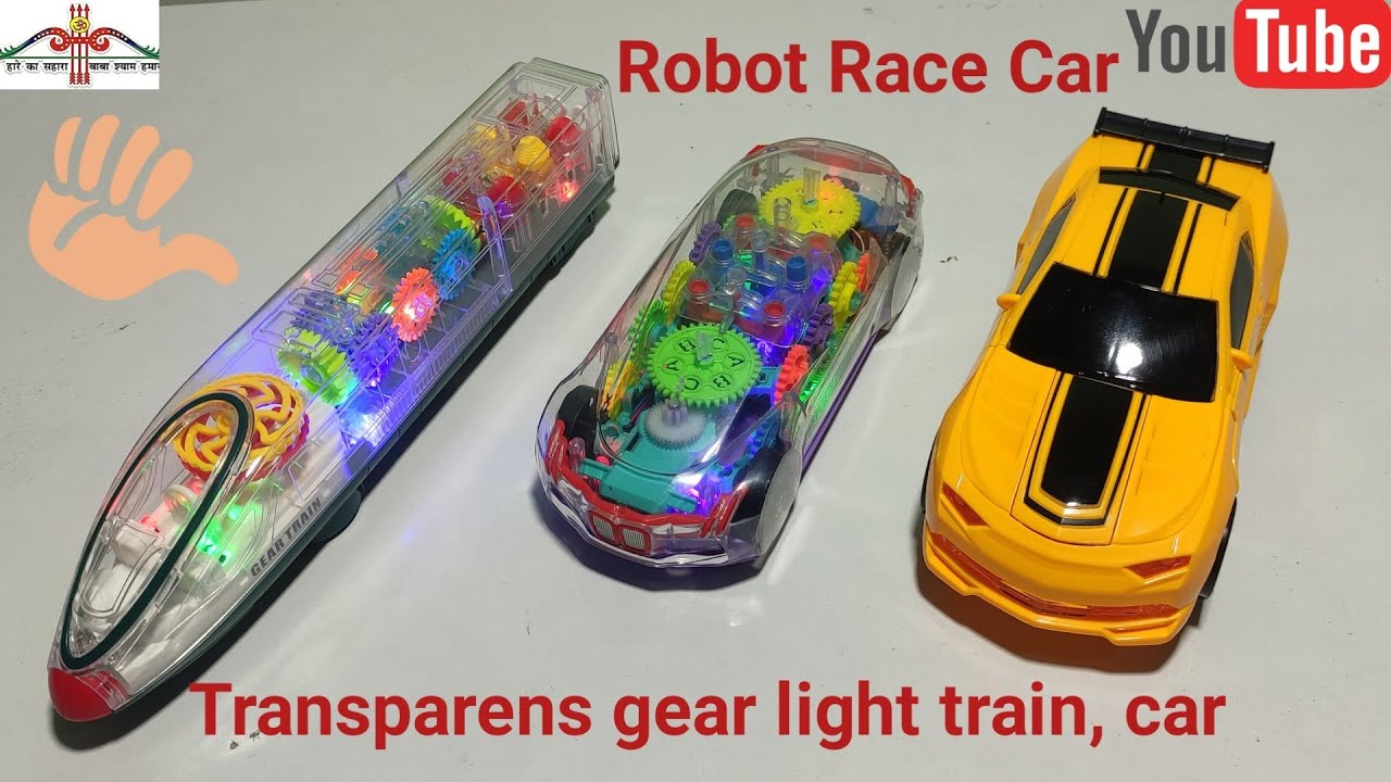 Unboxing the Transparent Gear Light Train & Robot Racing Car | Epic ...