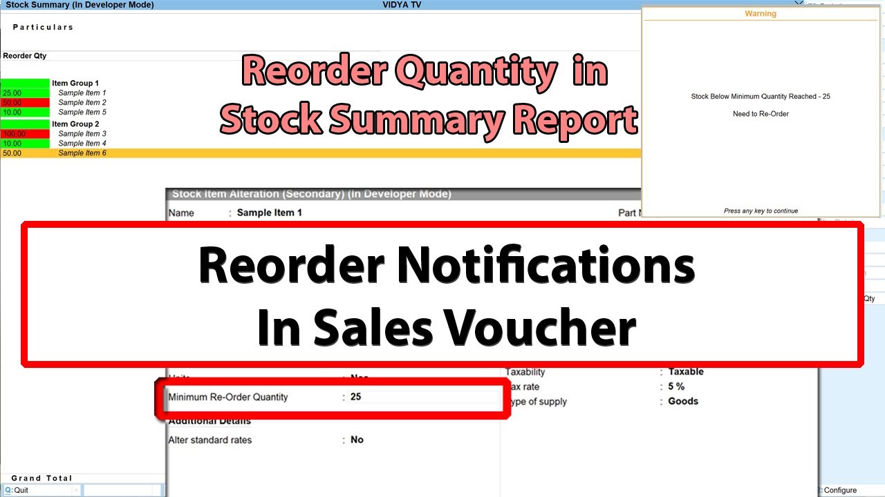 Reorder Notifications In Sales Entry - YouTube