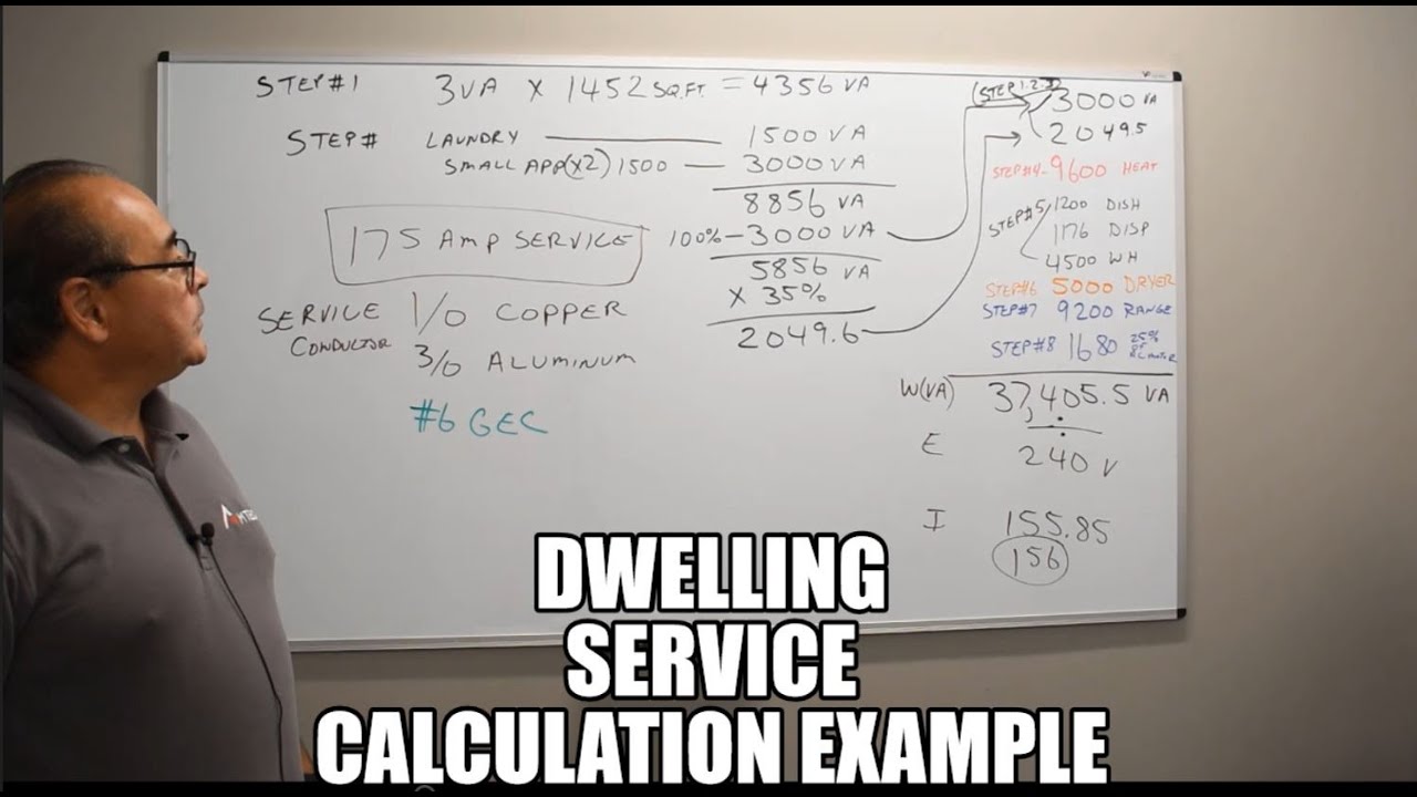 NEC Dwelling Service Calculation Example - YouTube