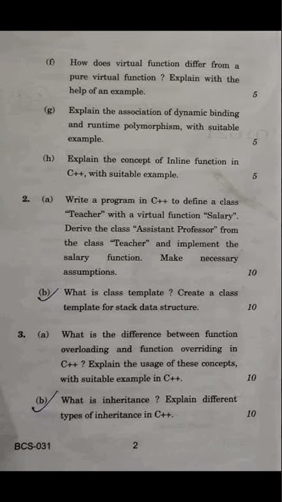 BCS-031: programming in c++ June 2022 question paper - YouTube