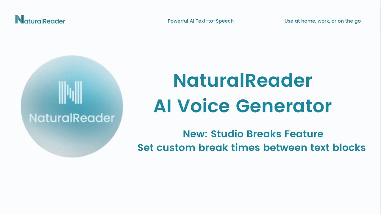 New: Studio Breaks Feature for NaturalReader AI Voice Generator - YouTube