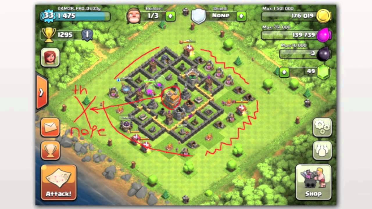 clash of clans: good base defense townhall level 7 - YouTube