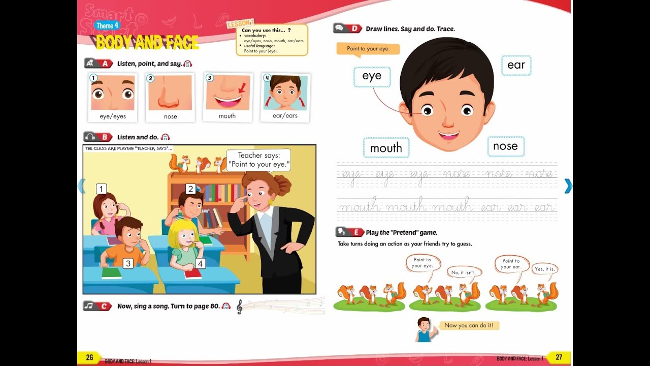 Smart Start 1 Student Book, Theme 4: Body and Face, Lesson 1 - YouTube