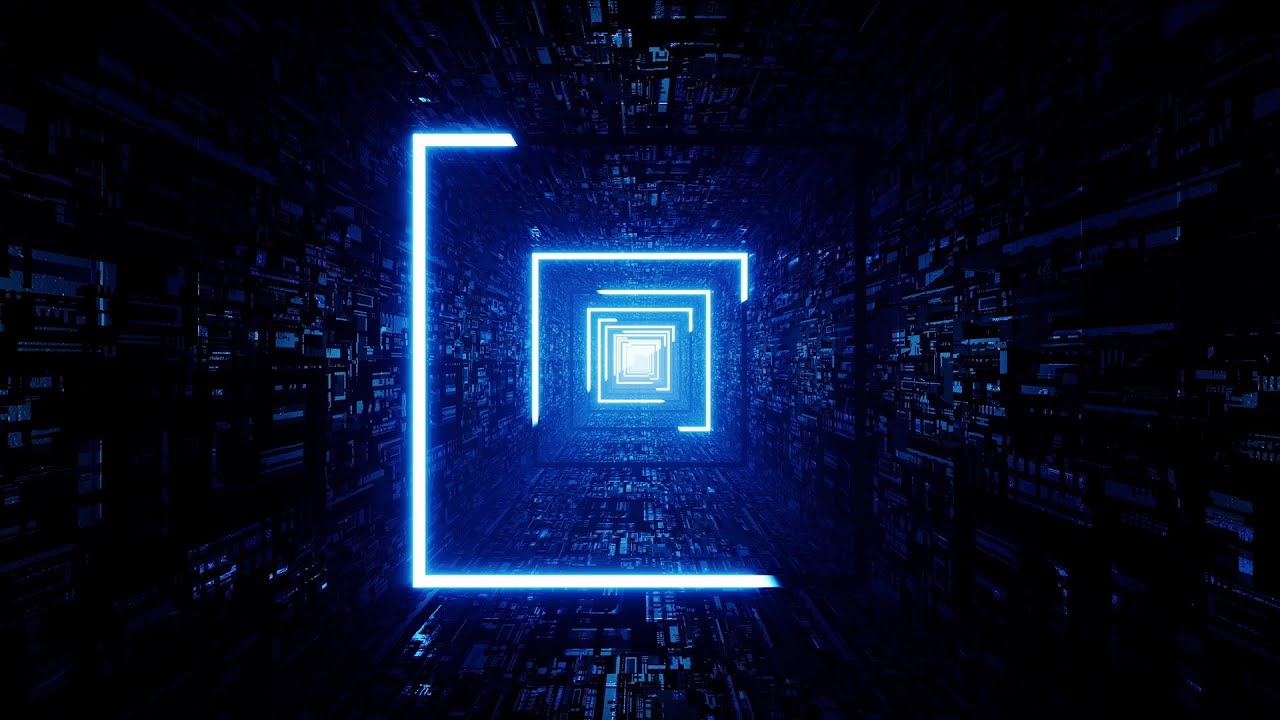 4K Video | Glow Blue Light Stroke Square Sci-fi Tunnel | Vj Loop | No Copyright Background Video ...