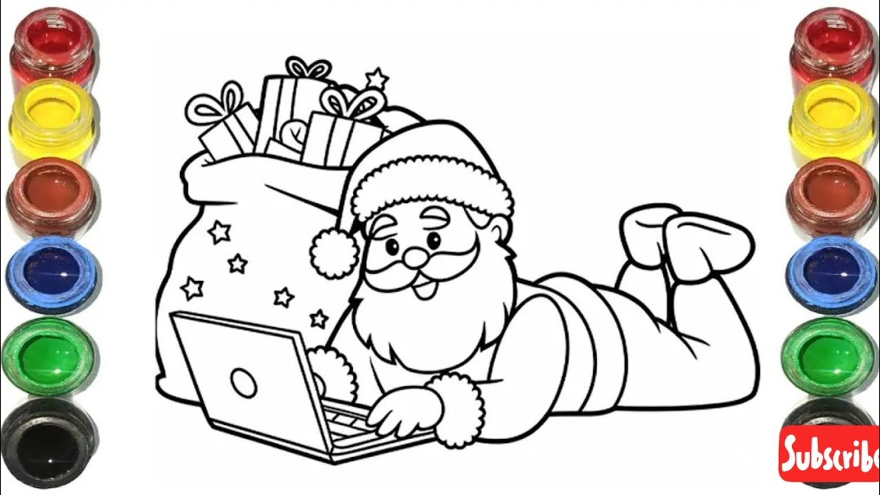 Cute Santa Claus 🎅 Drawing for Kids, Painting & Coloring for Kids ...