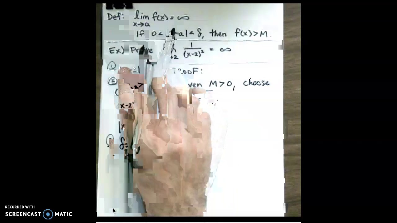 Calculus Lesson 2.4 [Epsilon Delta Proof - Pos. Infinity] - YouTube