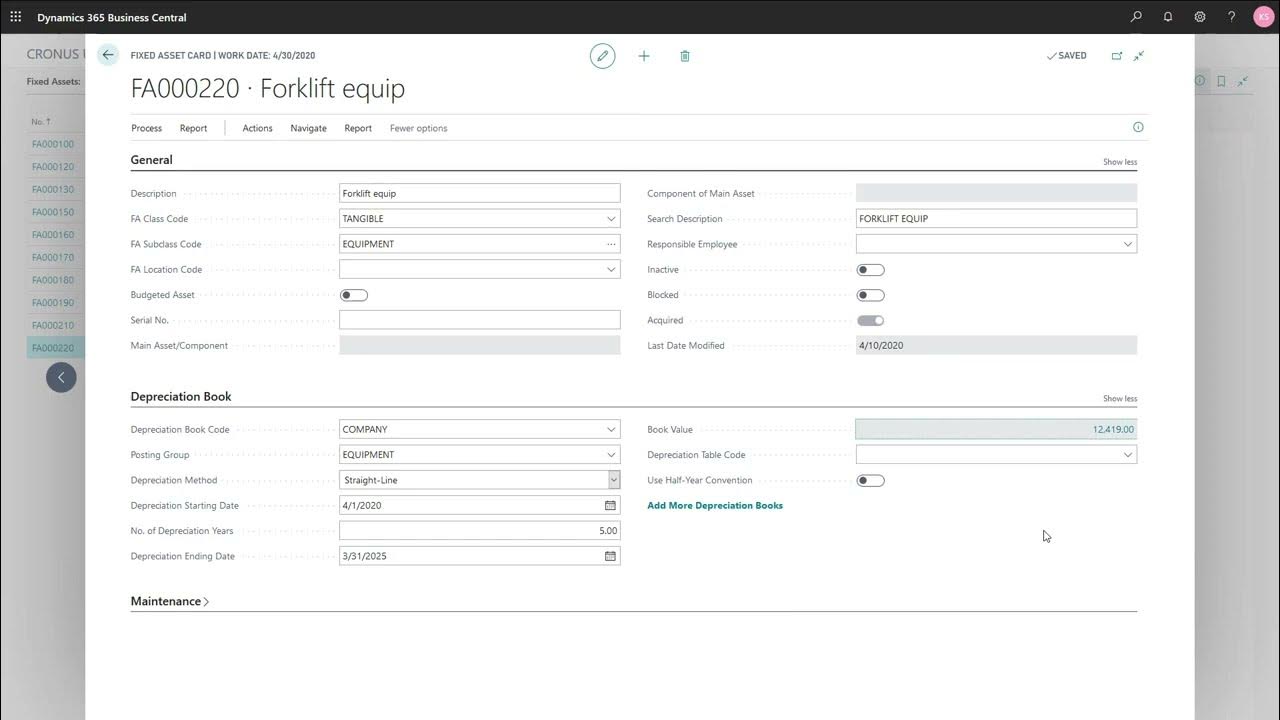 Dynamics 365 Business Central - How to Use a Fixed Assets Reclassification Journal - YouTube