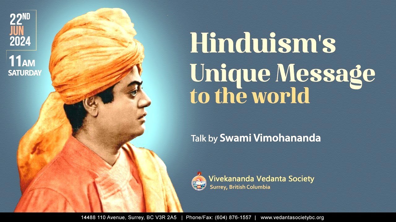 Hinduism's unique message to the world (according to Swami Vivekananda ...