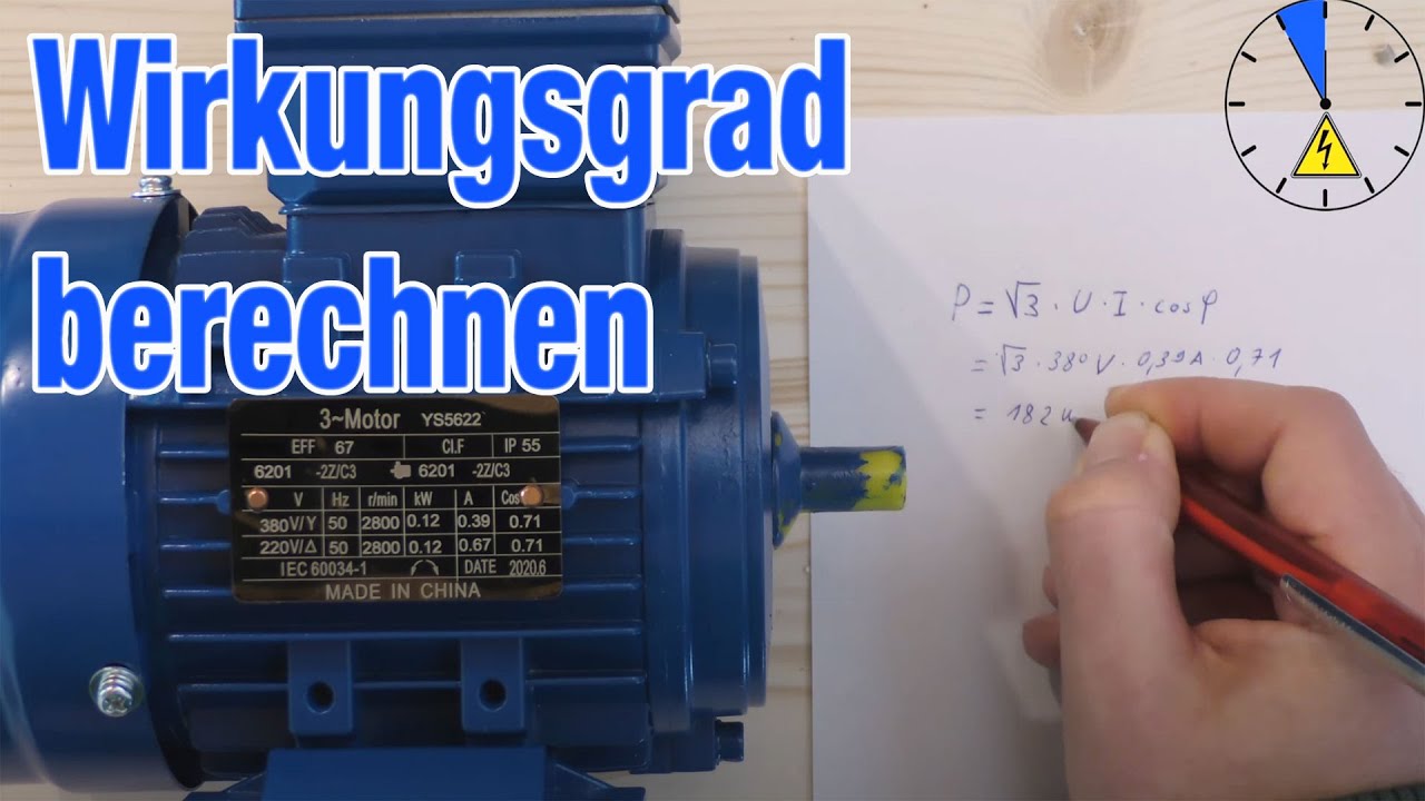 Wirkungsgrad Asynchronmotor berechnen Typenschild - YouTube