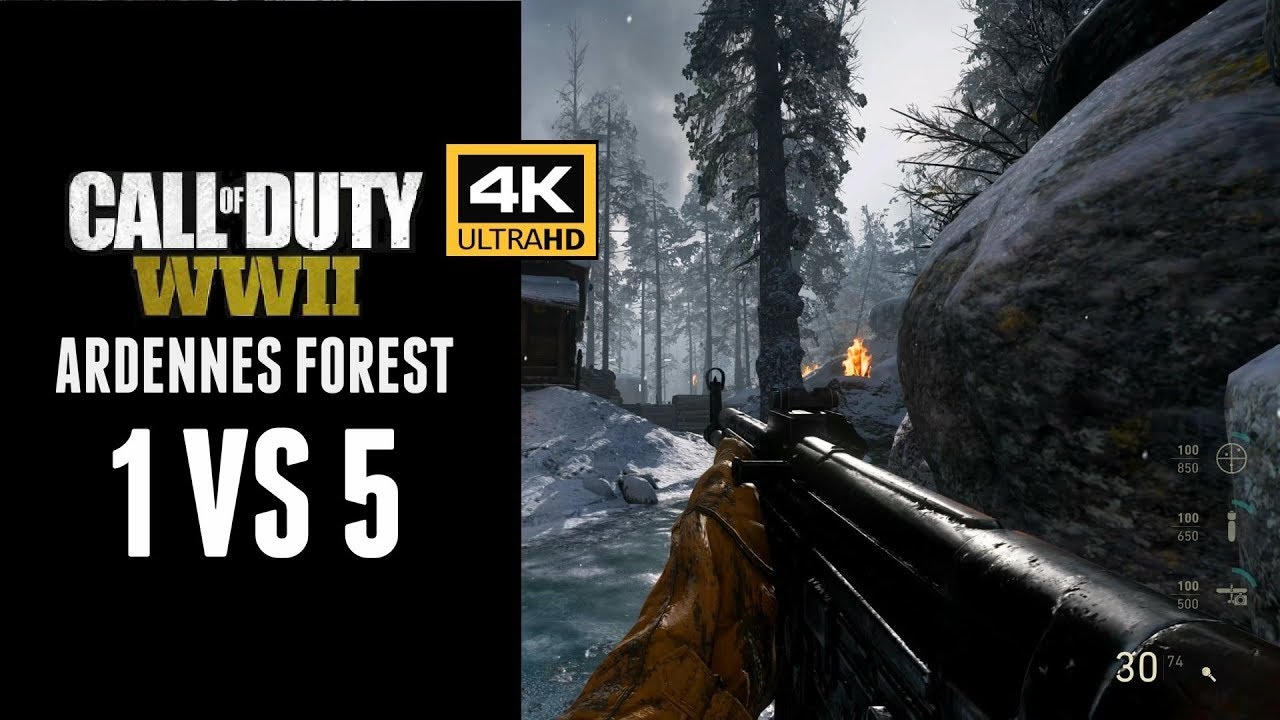 Call of Duty WWII 4K Ardennes Forest 1 Vs 5 Match - YouTube