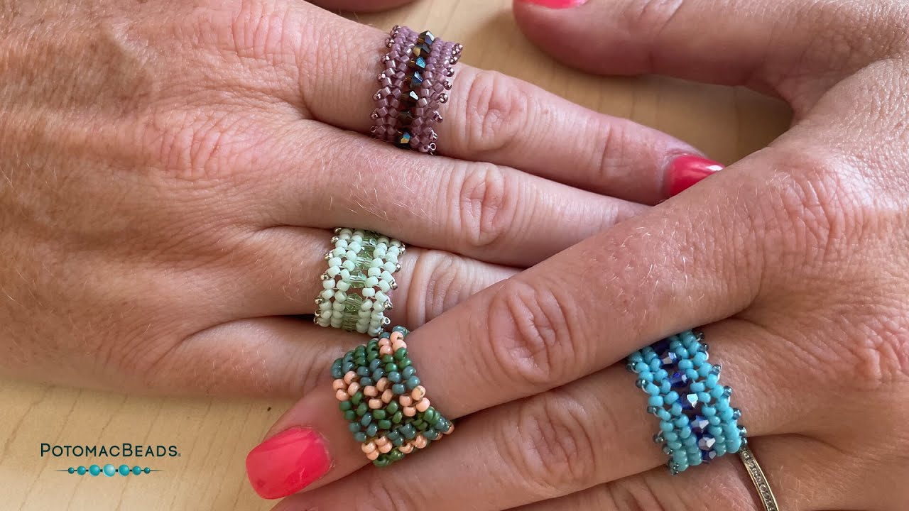 Simple Herringbone Ring Tutorial - DIY Jewelry Making Tutorial by PotomacBeads - YouTube