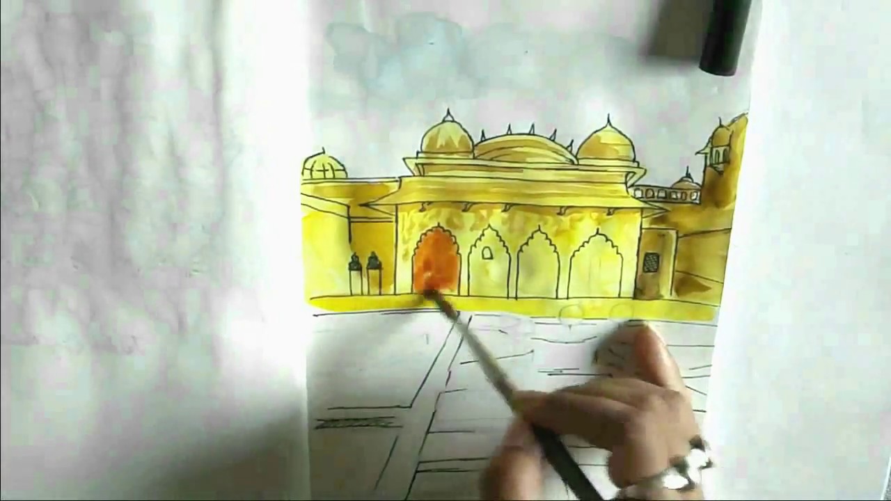 Water colour illustration of "Amber Fort"|| Rajasthan tour || My travel ...