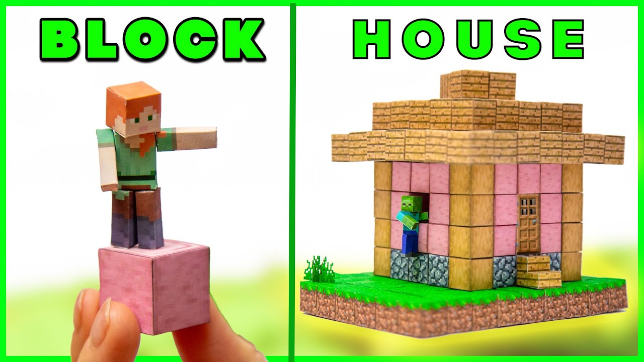 I Made MAGNETIC Paper Minecraft house - YouTube