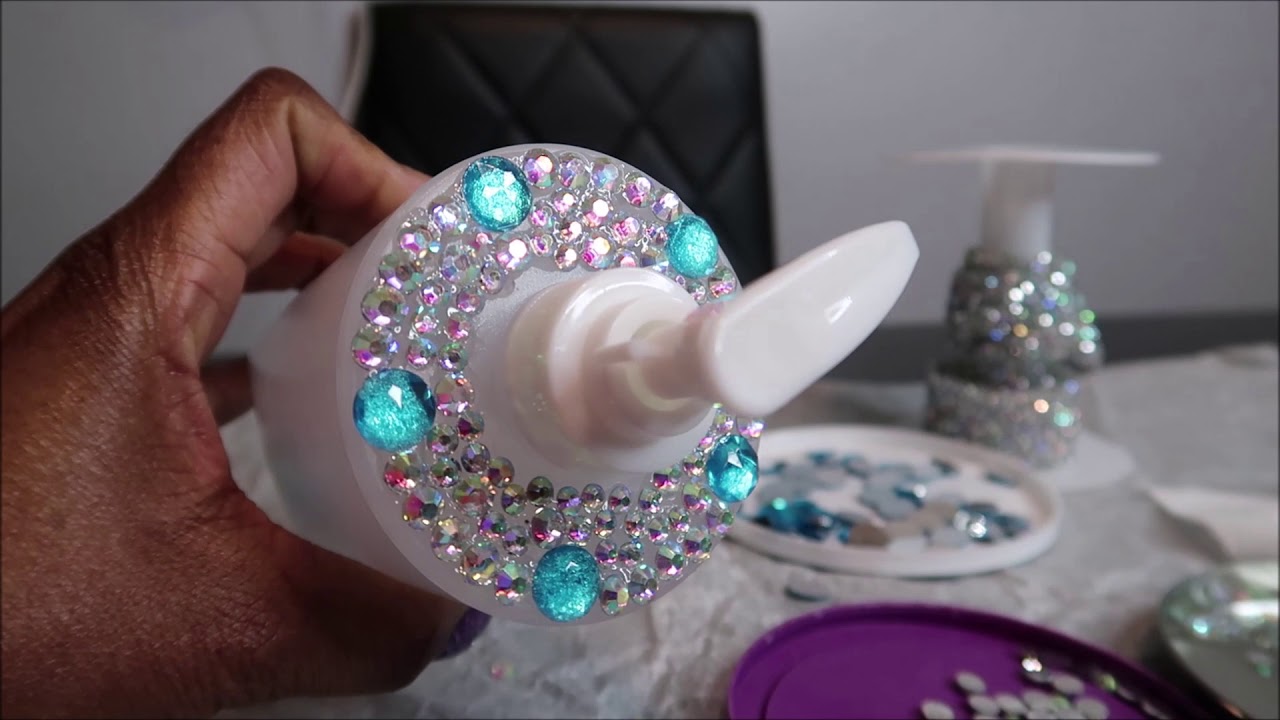 DIY RHINESTONE SOAP DISPENSER - HOW TO BLING YOUR BATH ROOM ACCESSORIES ...