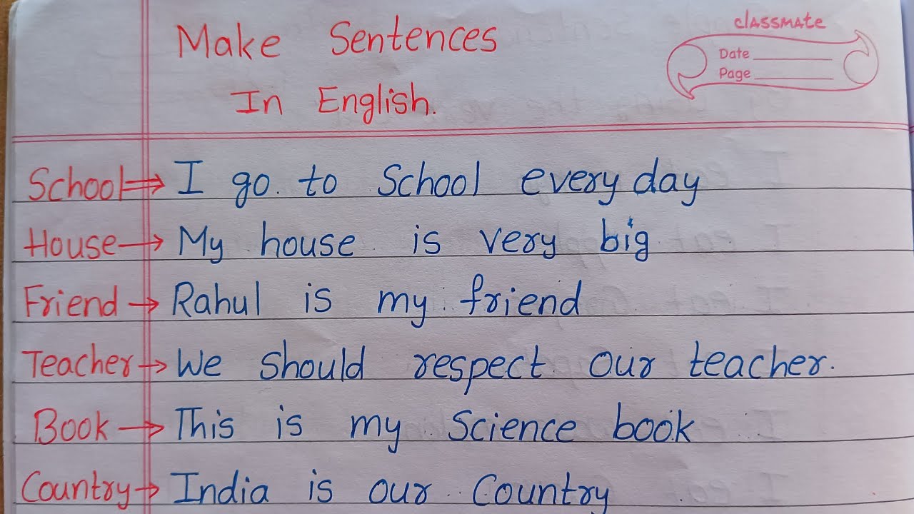 Make sentences in English for students / write sentences in English ...